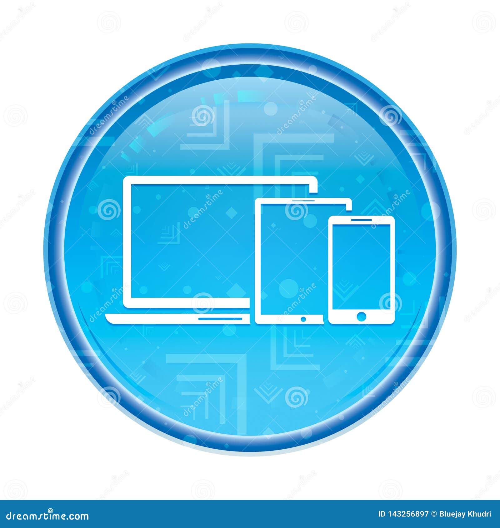Digital Smart Devices Icon Floral Blue Round Button Stock Illustration ...