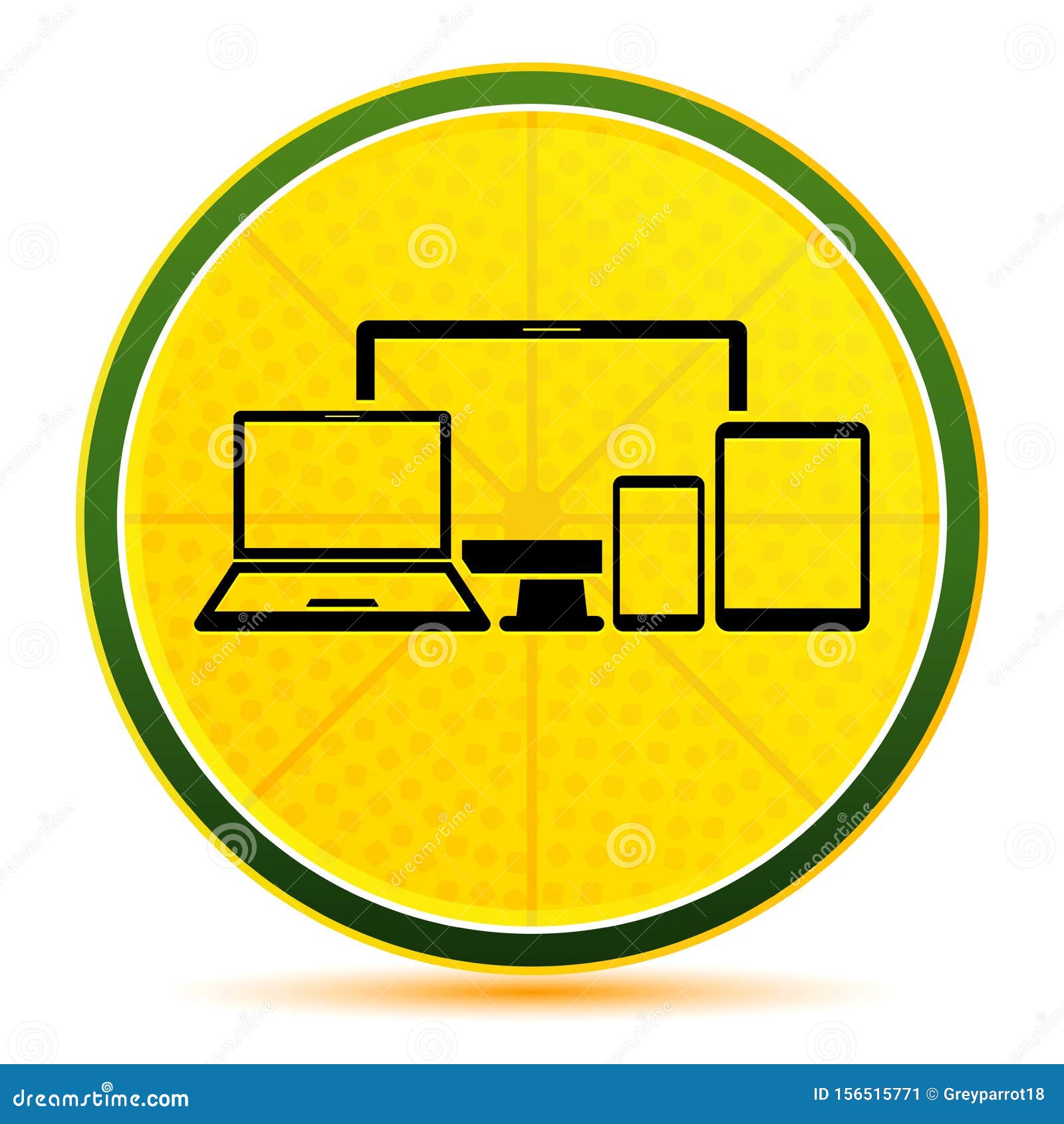 Digital Smart Devices Icon Lemon Lime Yellow Round Button Illustration ...