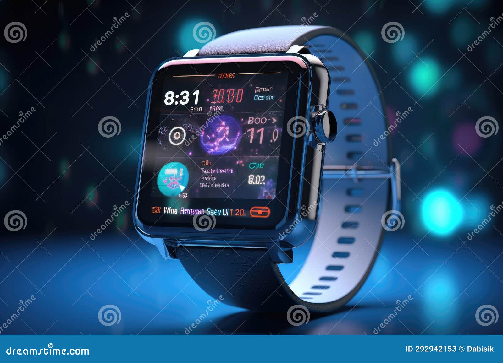 Digital Smart Watch on Abstract Background. Generative AI Stock Image ...