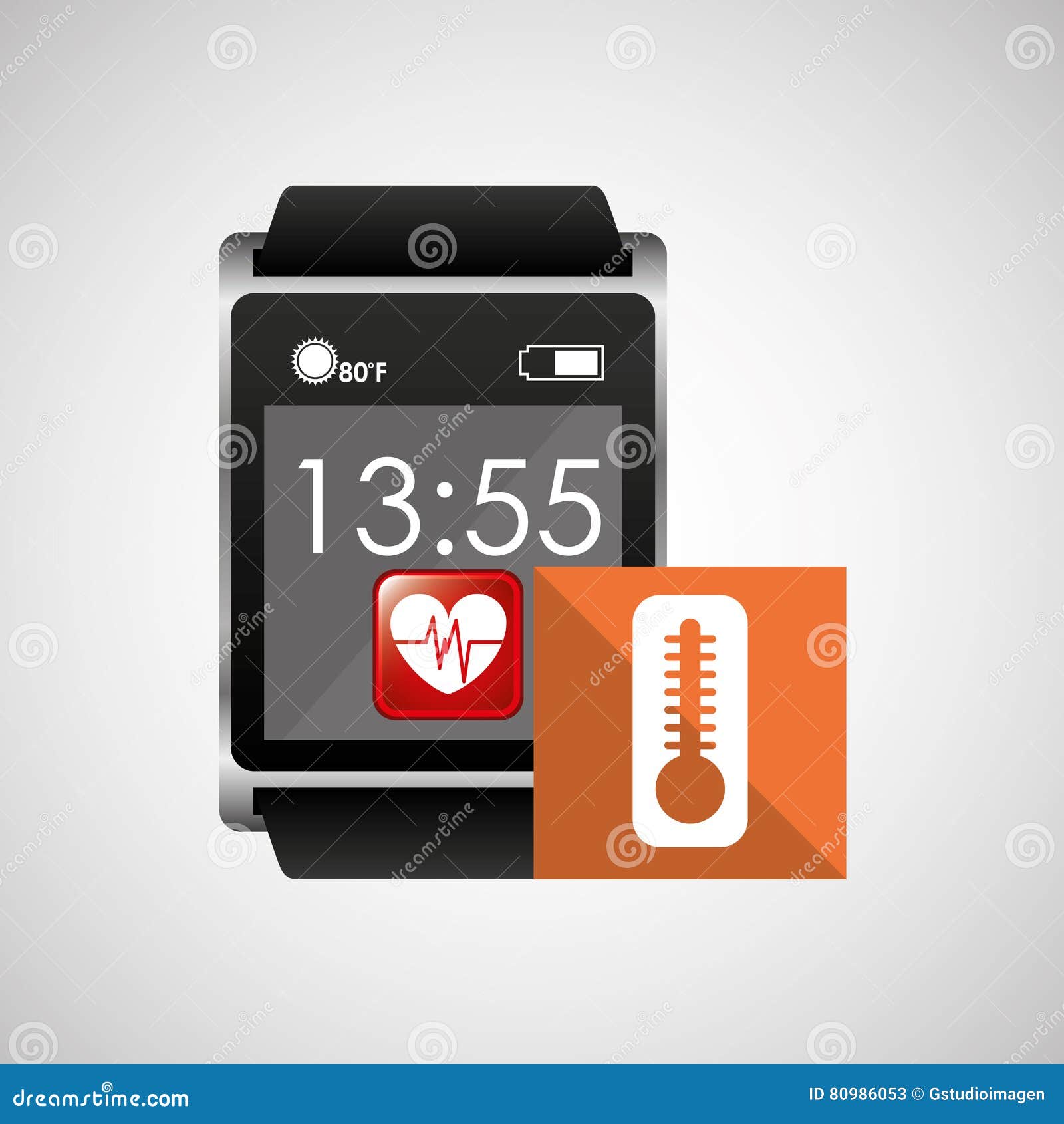 Digital Smartwatch Healthy Thermometer Stock Vector - Illustration of ...