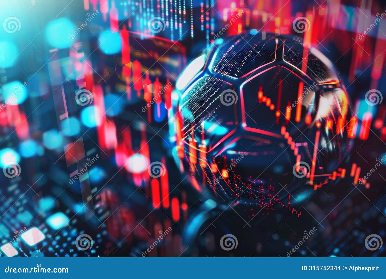 Digital Soccer Ball with Analytics and Statistics in Close-up View ...