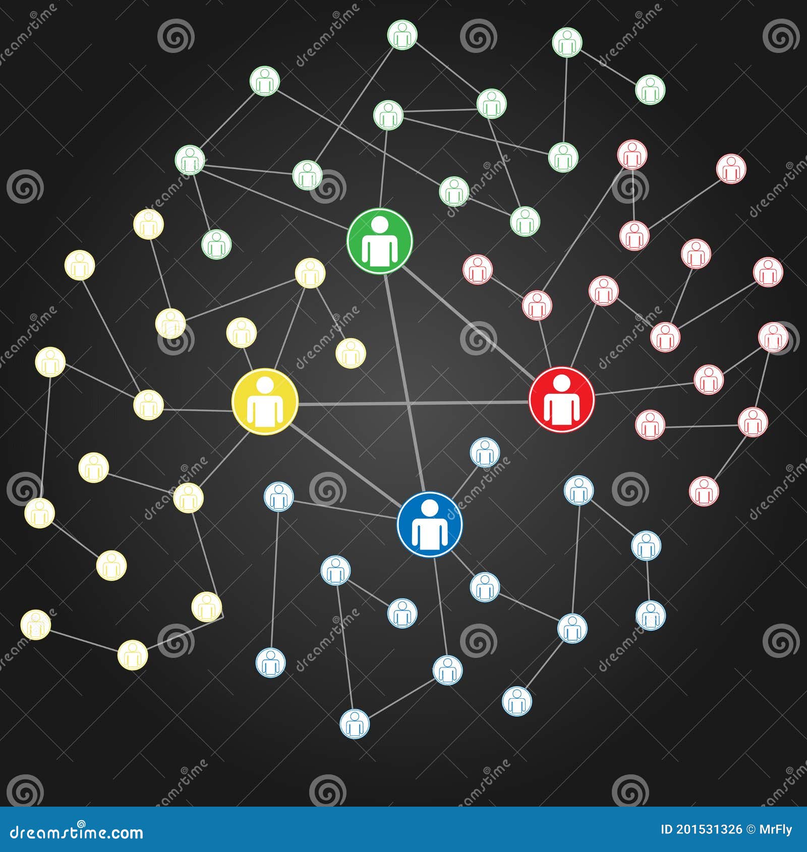 Digital Social Network Web Concept on Black, Vector Illustration Stock ...