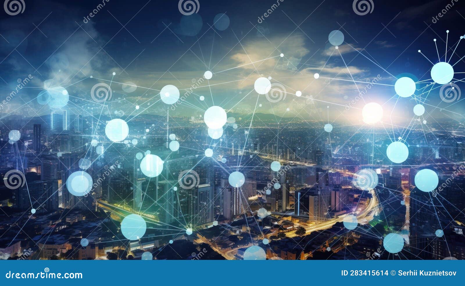 Digital Society of Future. Modern Technological City. AI Generated ...