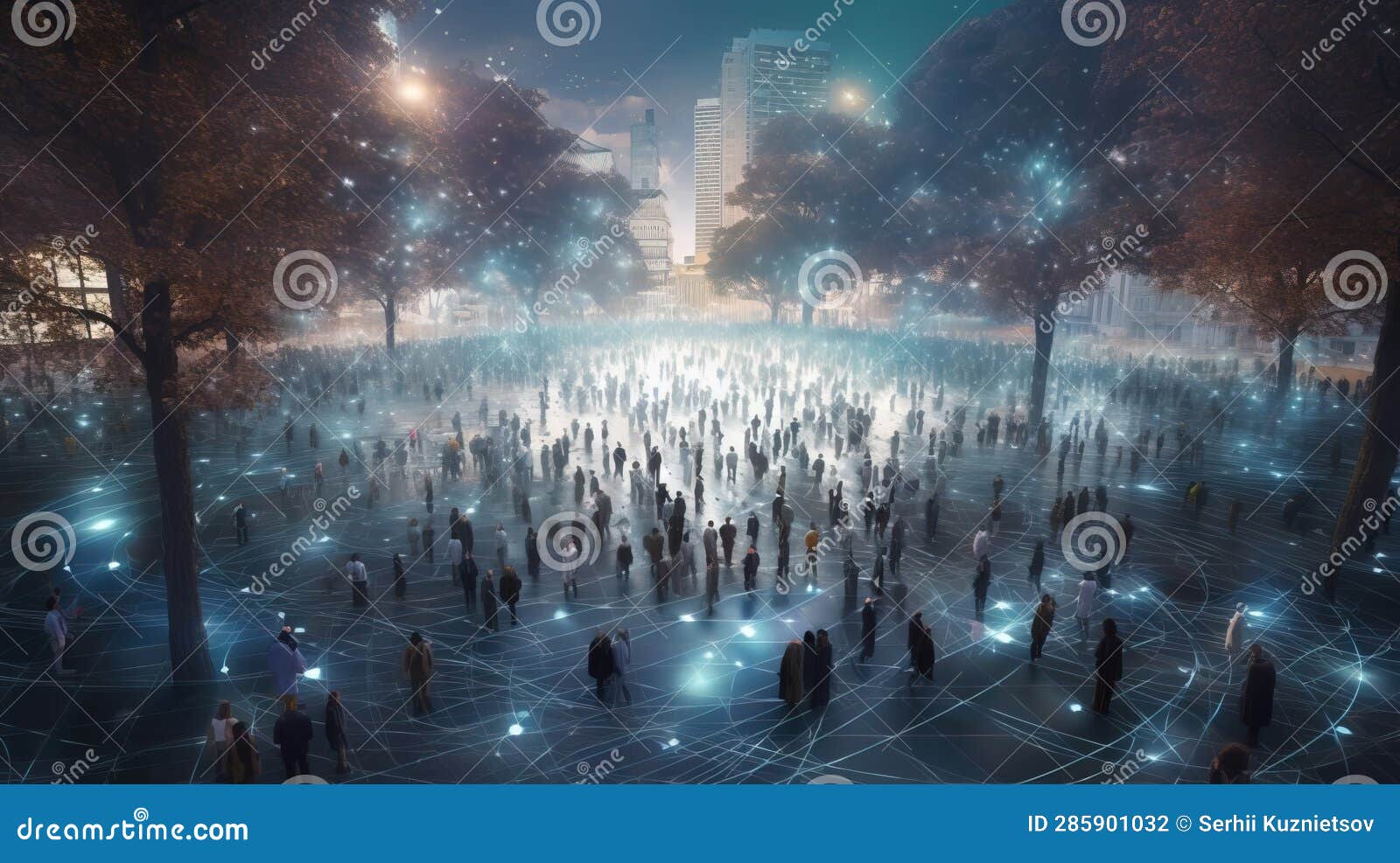 Digital Society of Future. Modern Technological City. AI Generated ...