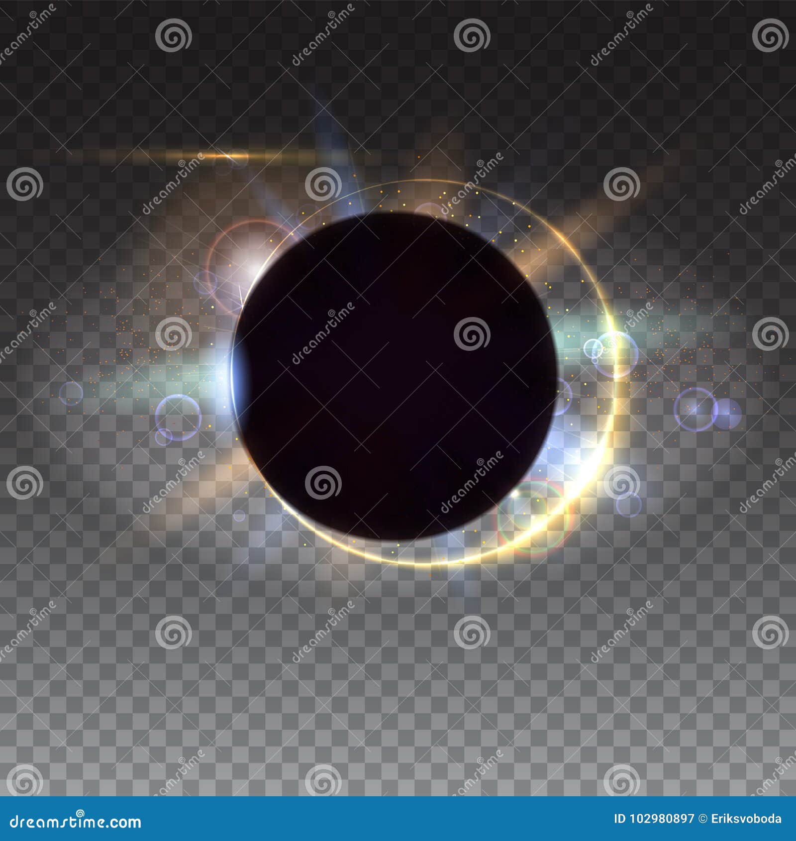 Digital Solar Eclipse. Light Rays and Lens Flare Backdrop Stock Vector ...