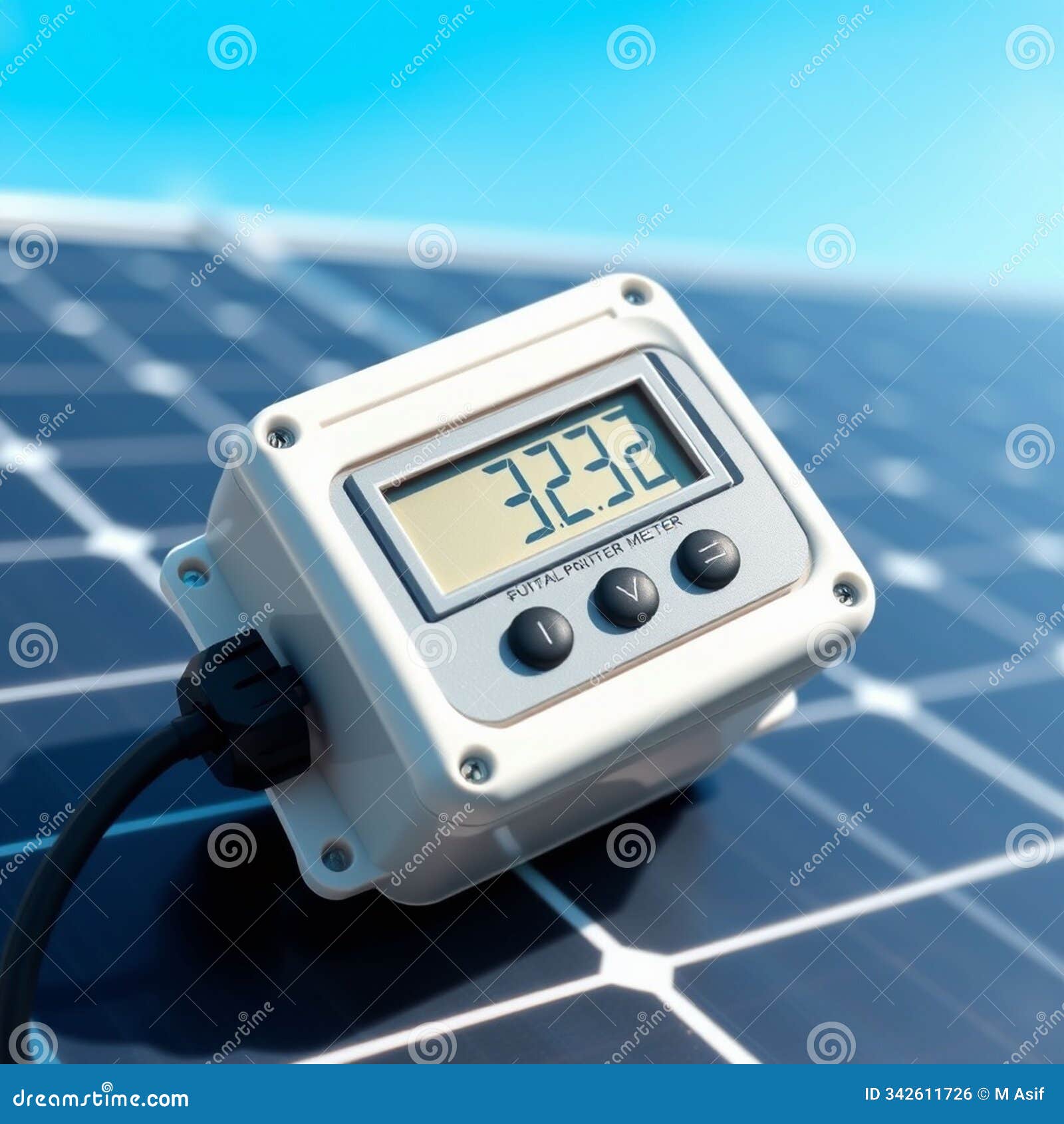 A Digital Solar Power Meter Equipped with a Compact LCD Screen Stock ...