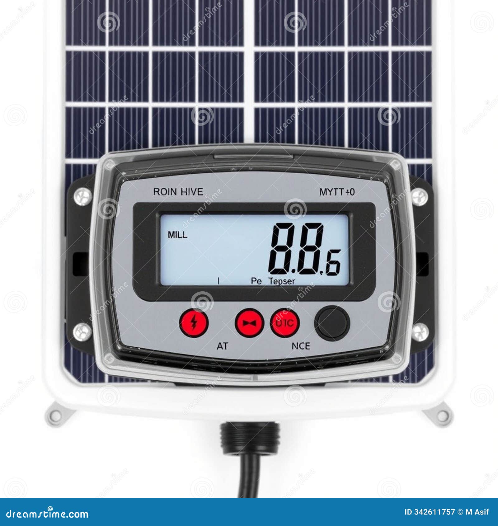 A Digital Solar Power Meter Equipped with a Compact LCD Screen Stock ...