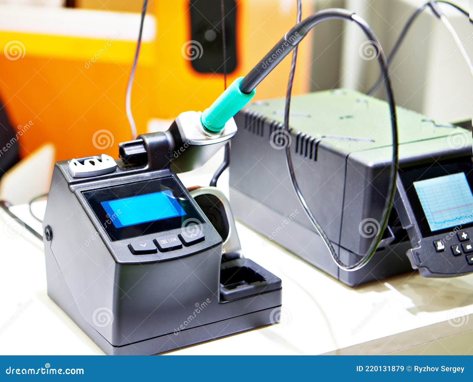 Digital Soldering Station with Iron Stock Image - Image of chip ...