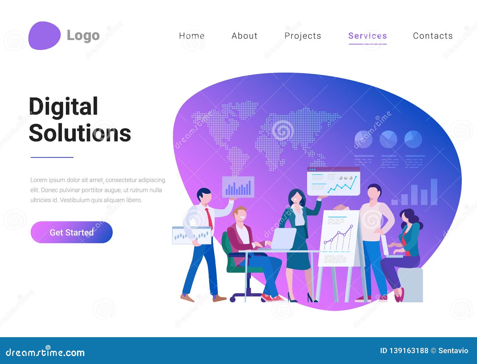 Digital Solutions Business Analytics Management Ma Stock Vector ...