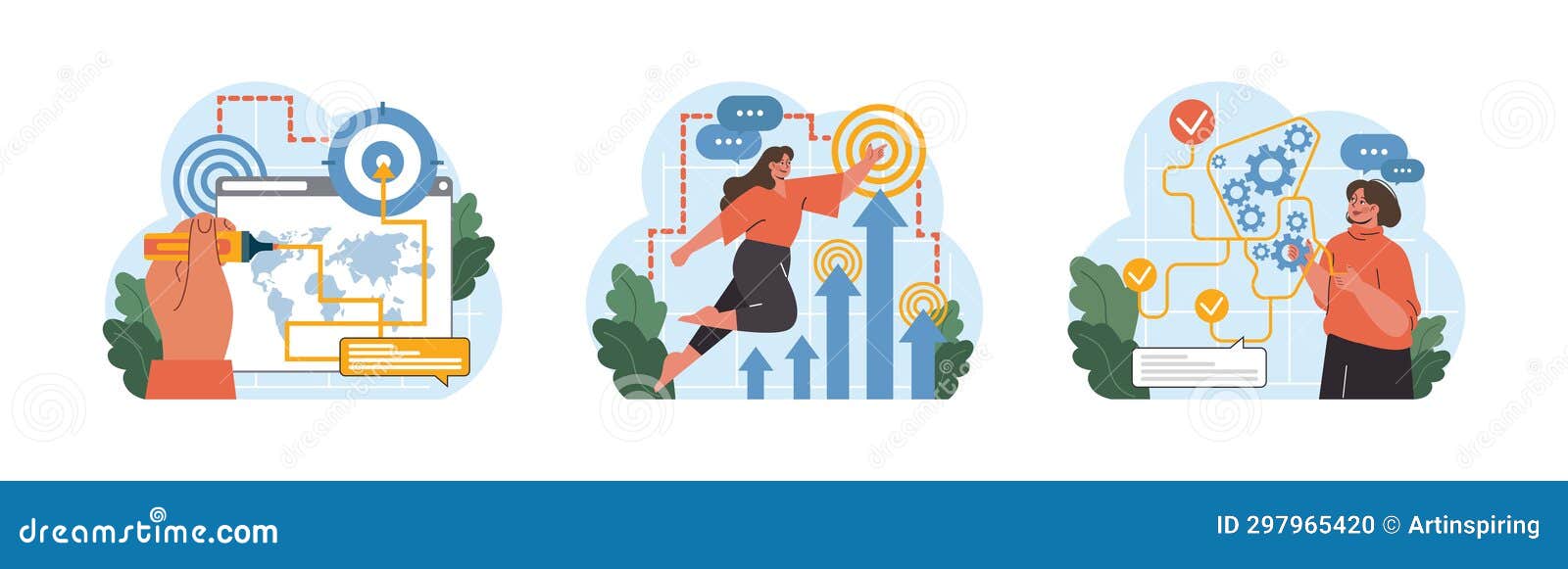 Digital Solutions Set. Flat Vector Illustration Stock Illustration - Illustration of efficiency ...
