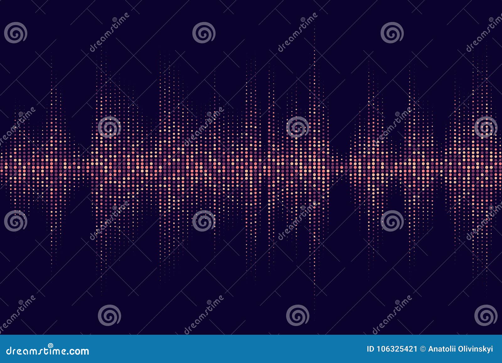 Digital Sound Equalizer with Colored Rainbow Dots. Vector Illustration ...