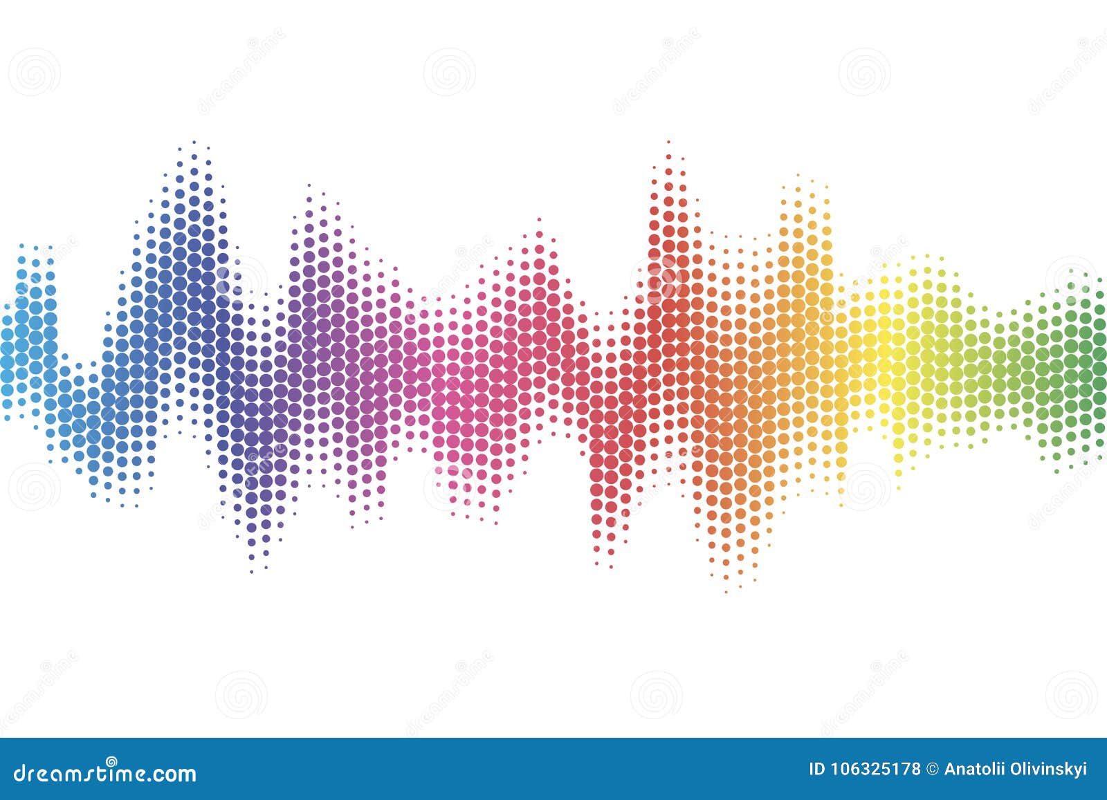 Digital Sound Equalizer with Colored Rainbow Dots on White Background. Vector Illustration ...