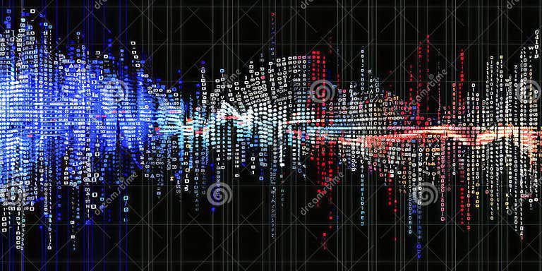 Digital Sound Waves Made of Binary Code on a Black Background - AI ...