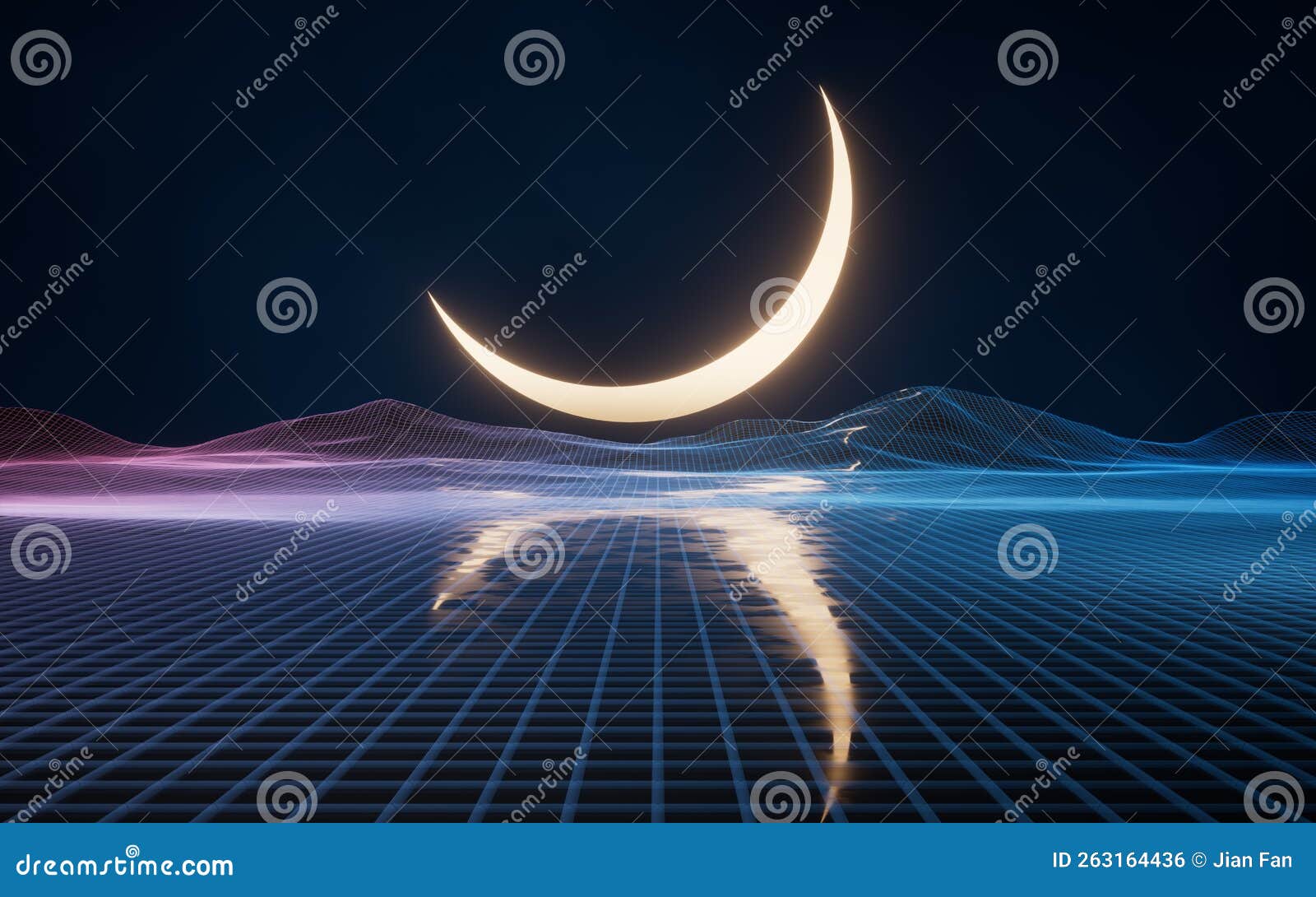 Digital Space and Moonlight, 3d Rendering Stock Illustration ...