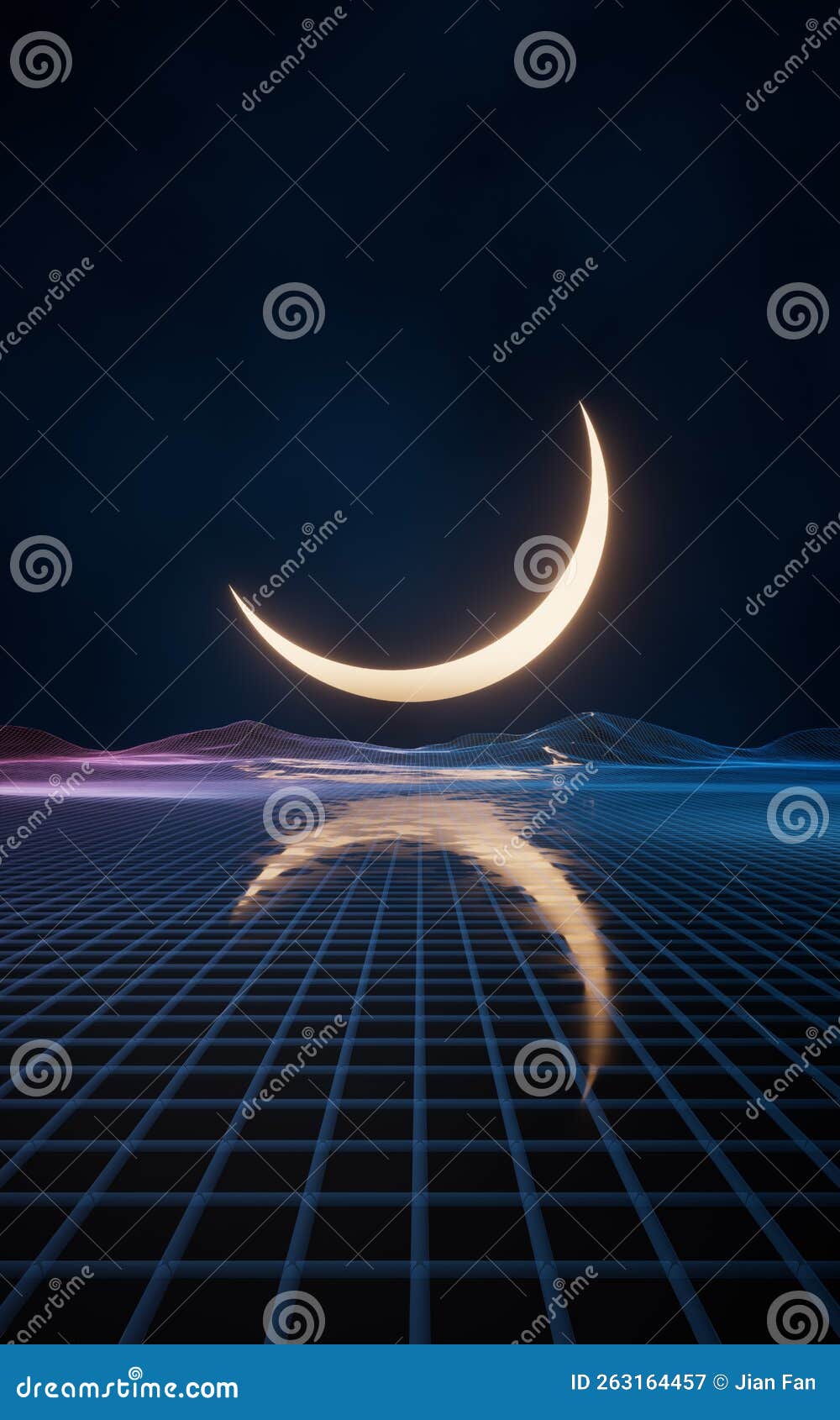 Digital Space and Moonlight, 3d Rendering Stock Illustration ...