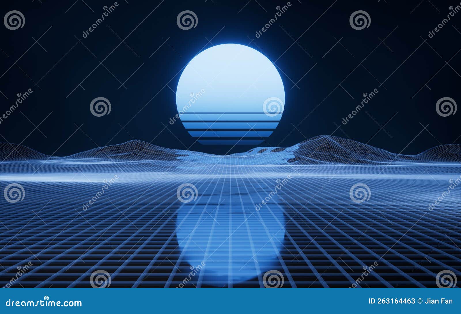 Digital Space and Moonlight, 3d Rendering Stock Illustration ...