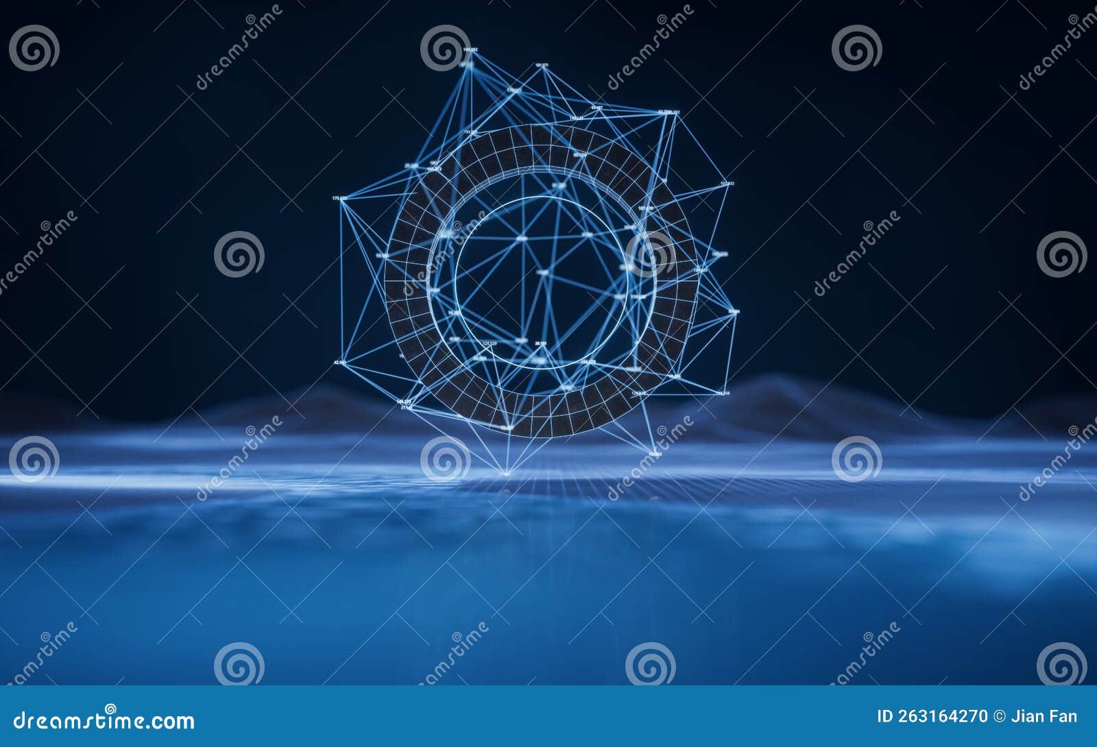 Digital Space with Digital Ring Geometry, 3d Rendering Stock ...