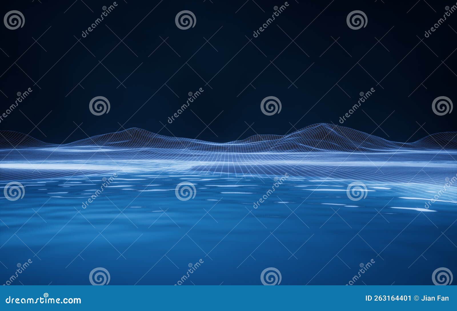 Digital Space with Water Surface, 3d Rendering Stock Illustration ...