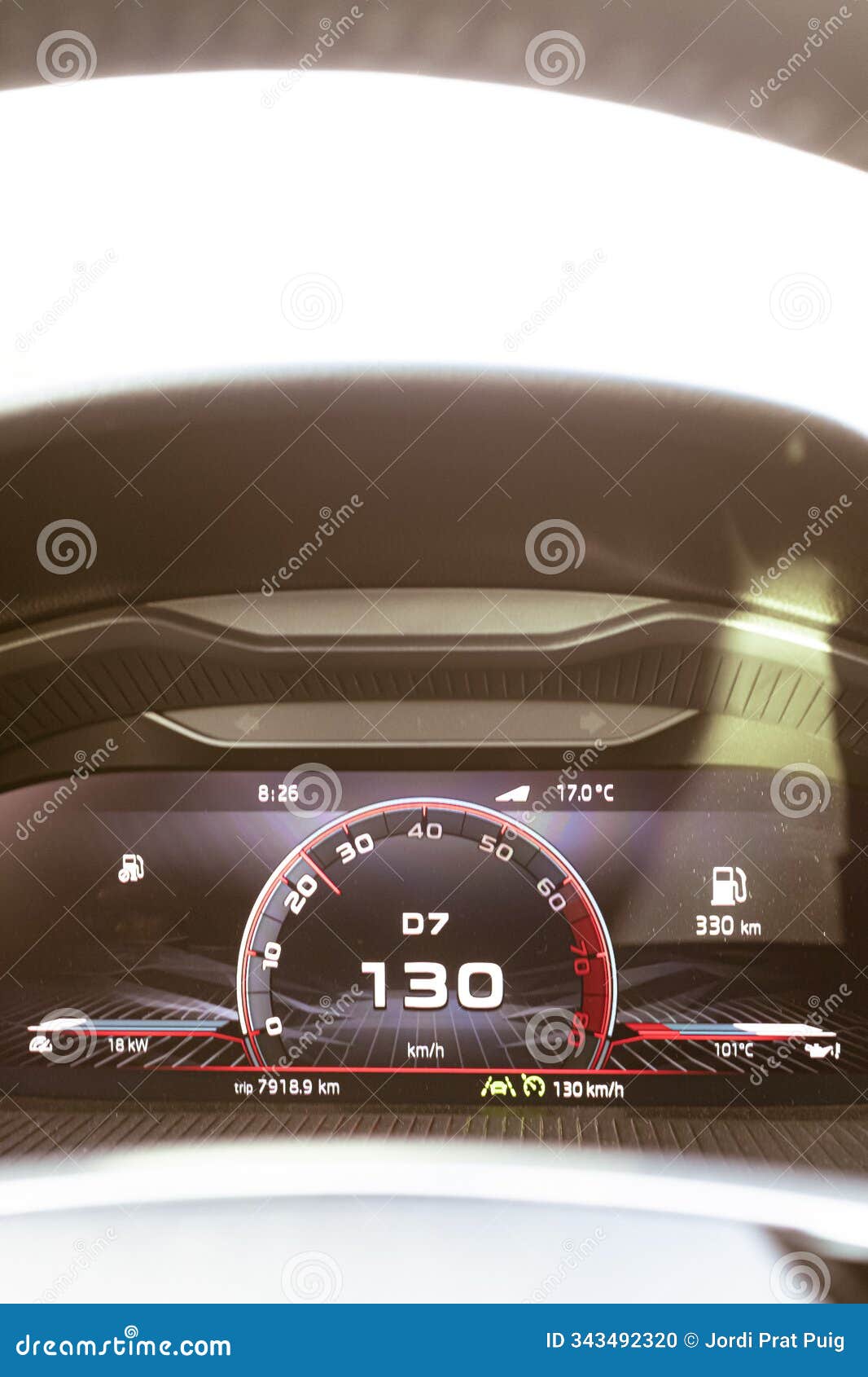 Digital Speedometer and Engine Speed while Driving in a Highway Driver ...