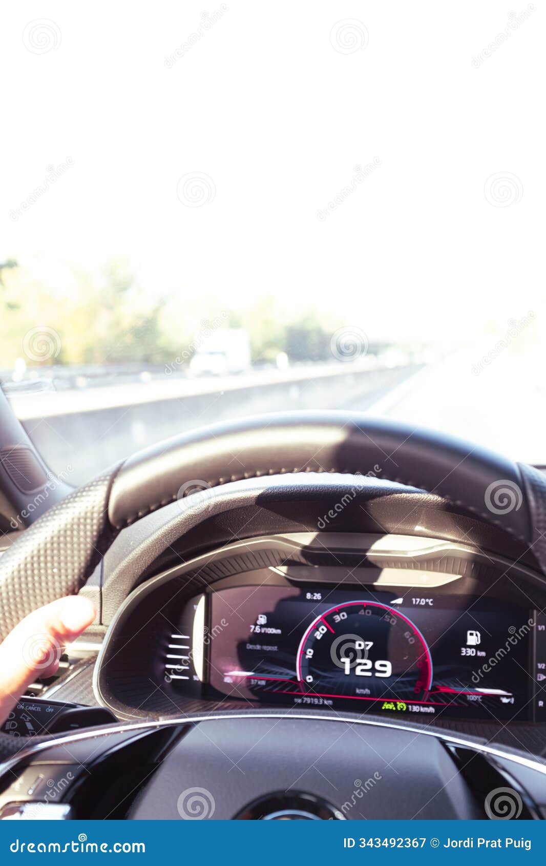 Digital Speedometer and Engine Speed while Driving in a Highway Driver ...