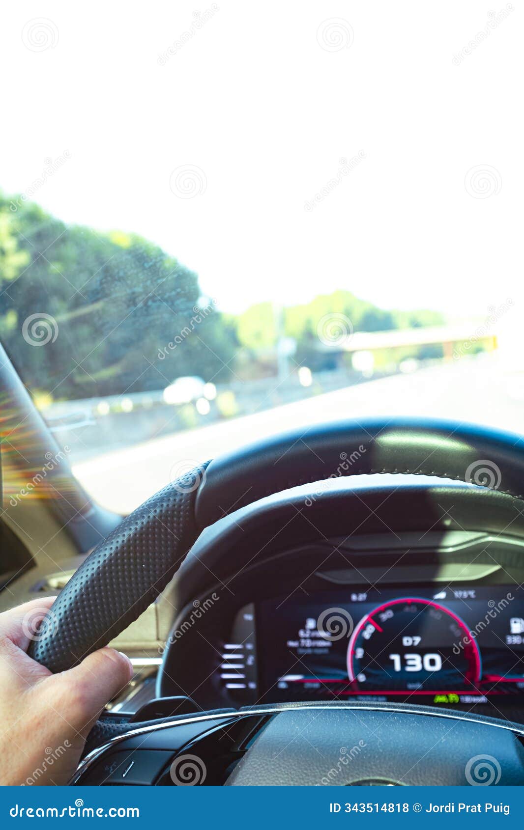 Digital Speedometer and Engine Speed while Driving in a Highway Driver ...