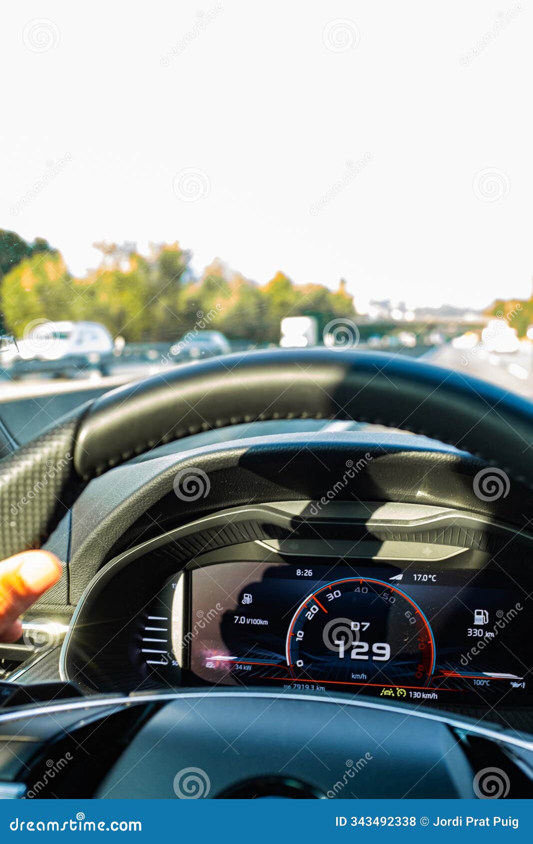 Digital Speedometer and Engine Speed while Driving in a Highway Driver ...