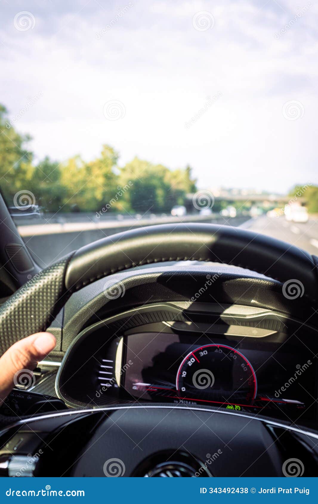 Digital Speedometer and Engine Speed while Driving in a Highway Driver ...