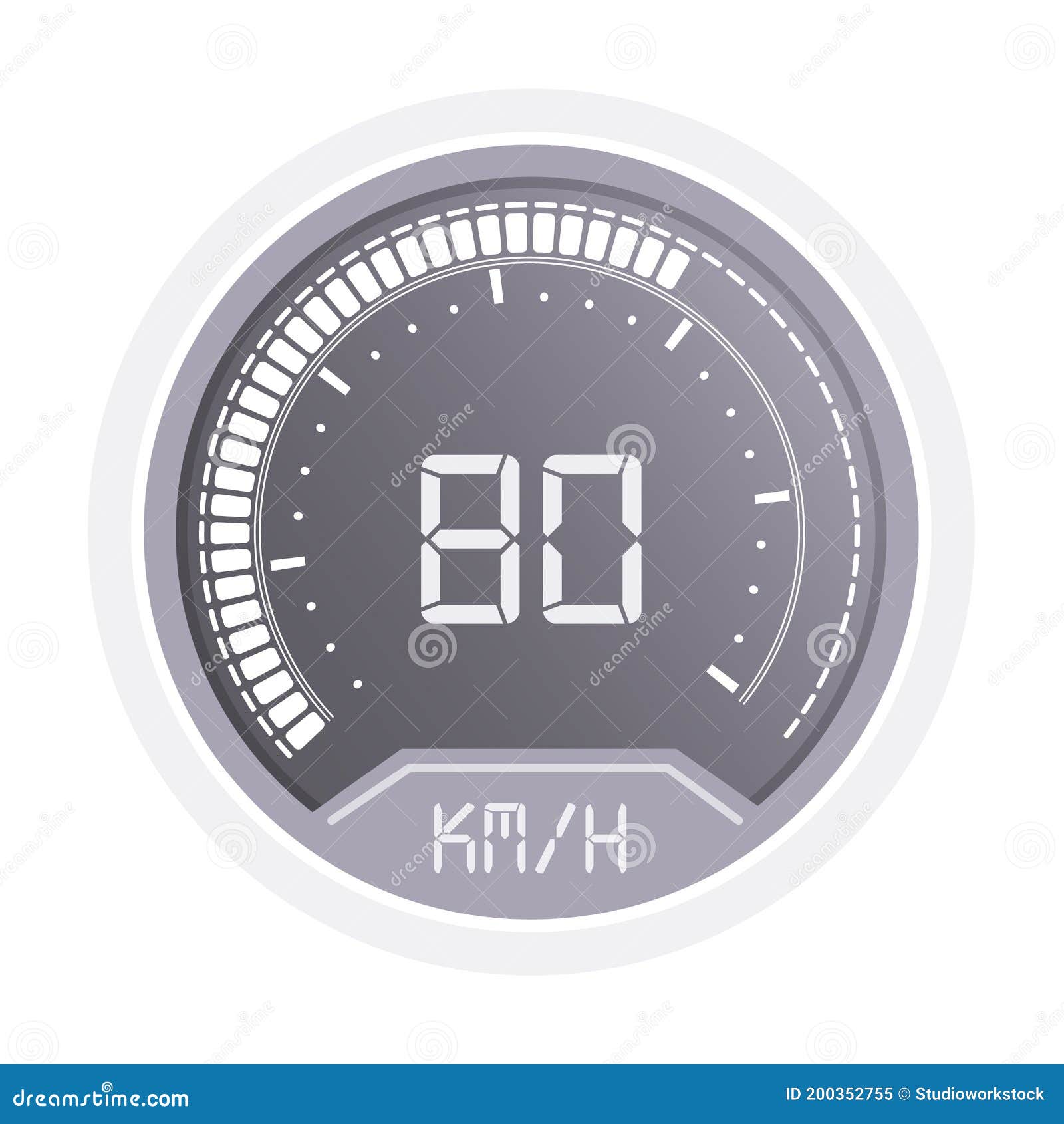 Digital Speedometer Isolated on White Background Stock Vector ...