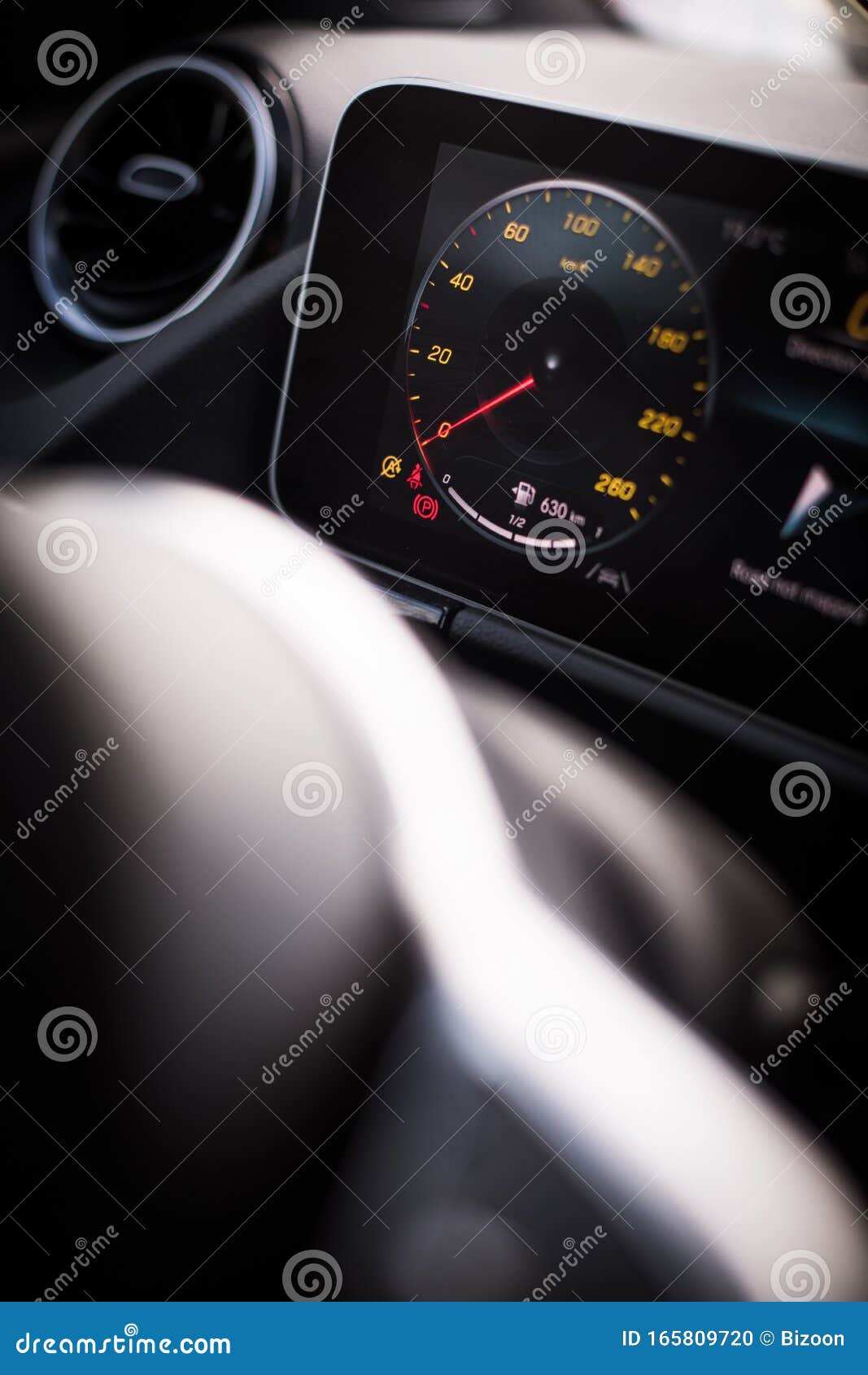 Digital Speedometer on a Modern Car Dashboard Stock Photo - Image of ...