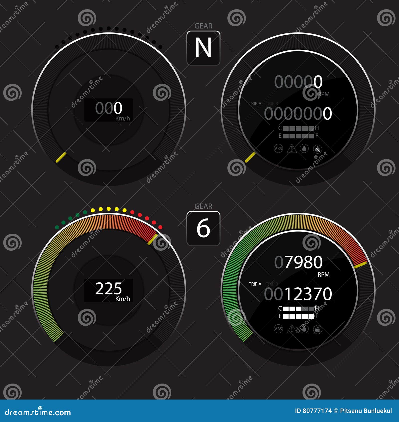 Digital speedometer stock vector. Illustration of meter - 80777174