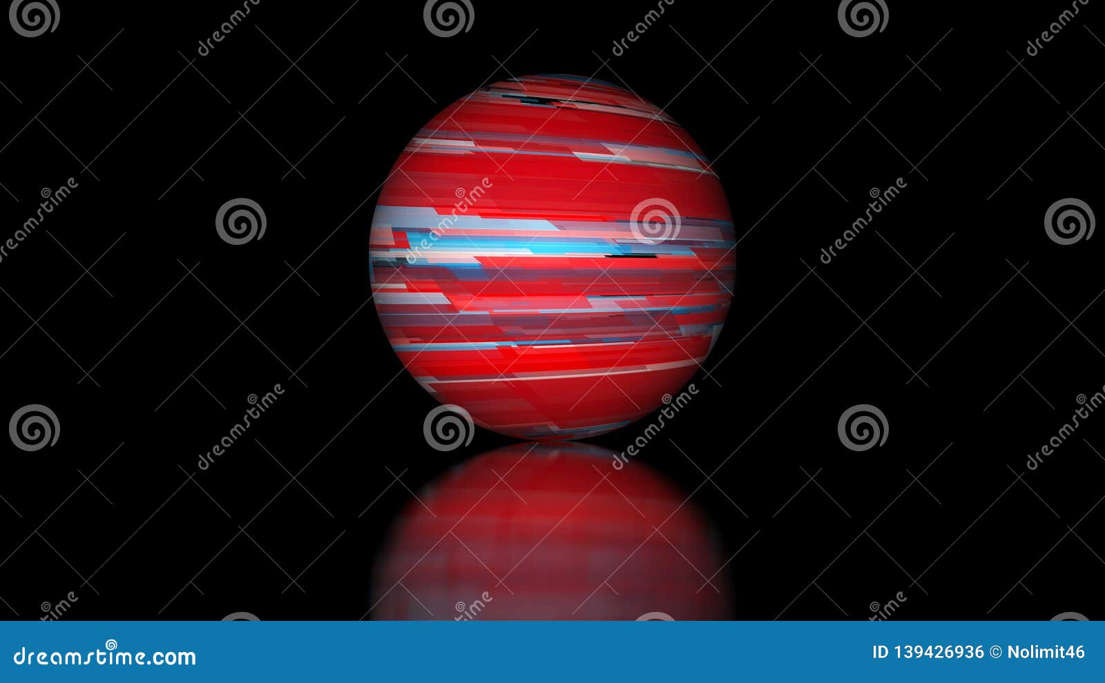 Digital Sphere with Abstract Stripes in Space, Modern Computer ...