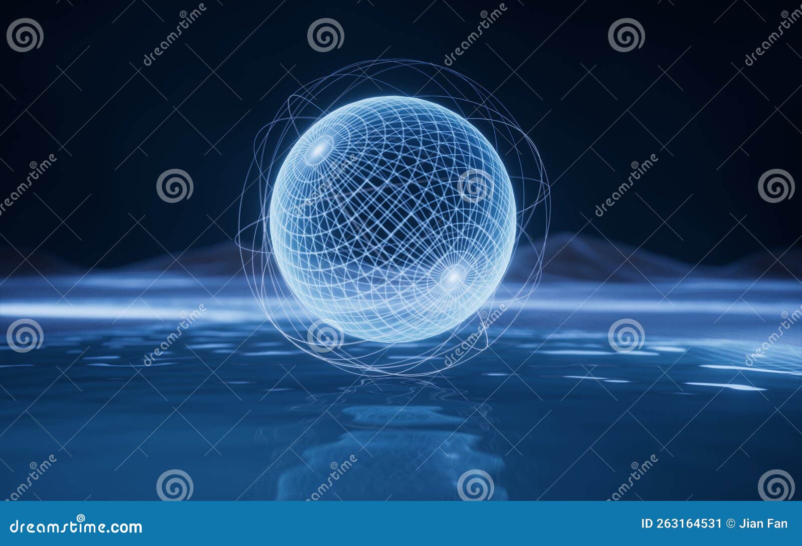 Digital Sphere with Blue Technology Structure, 3d Rendering Stock ...