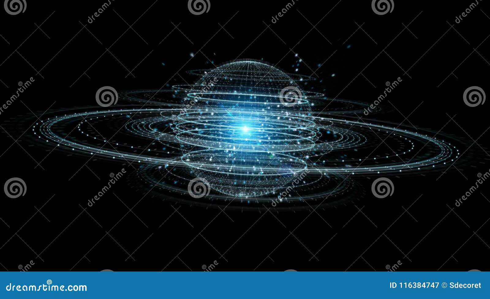 Digital Sphere Connection Hologram 3D Rendering Stock Illustration ...
