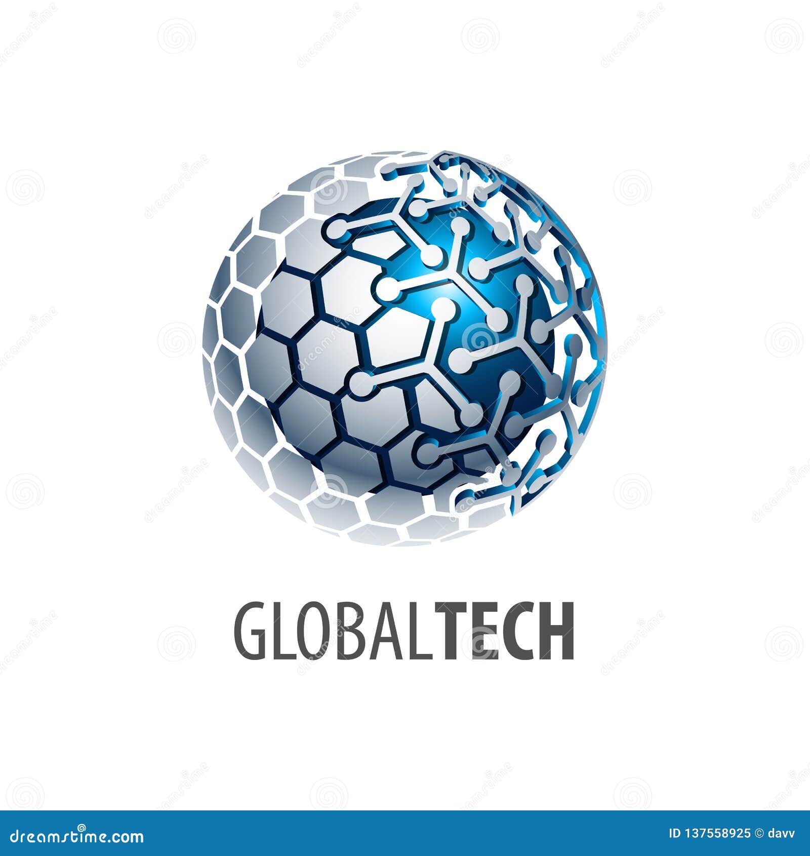 Digital Sphere Global Link Technology Logo Concept Design. 3D Three ...