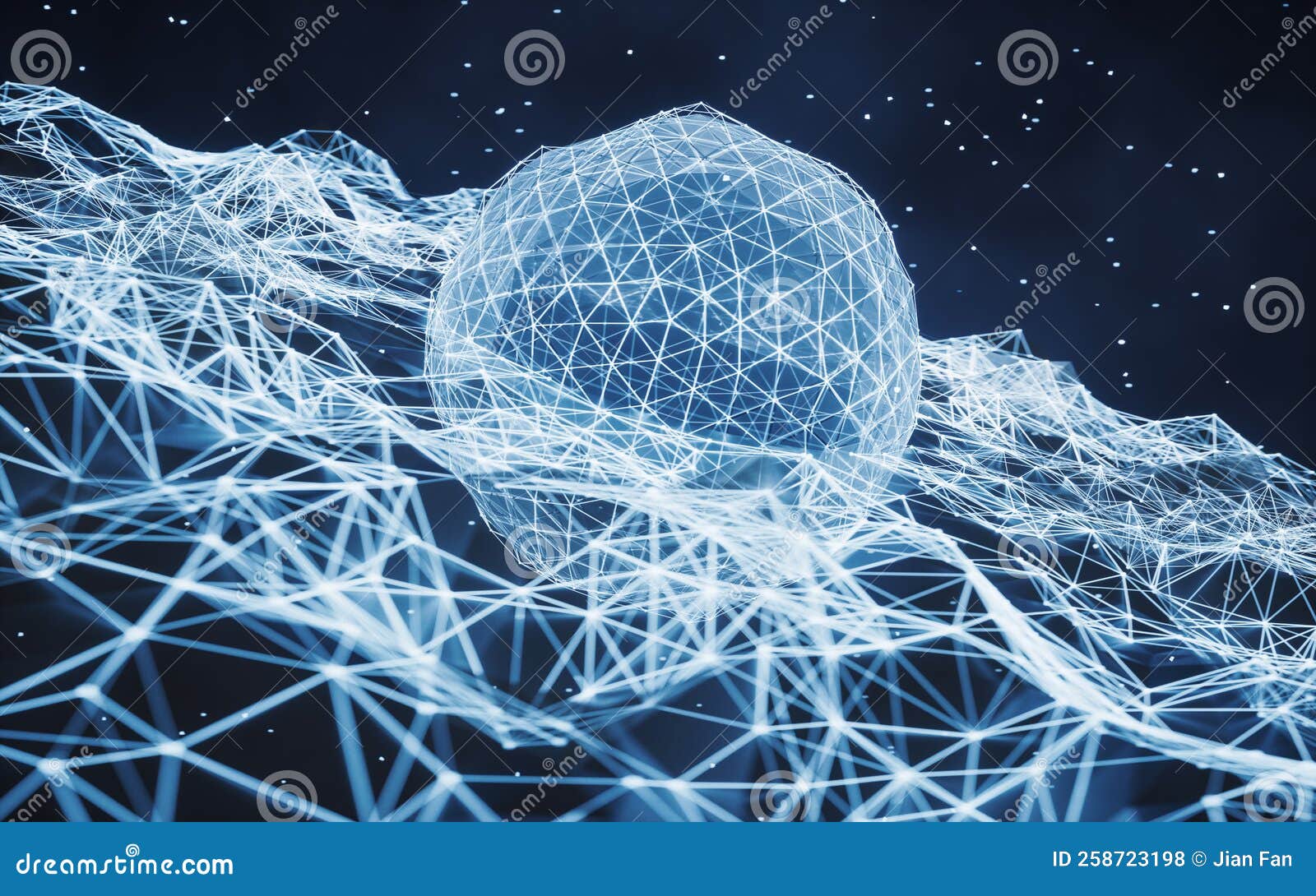 Digital Sphere with Glowing Lines Structure, 3d Rendering Stock ...