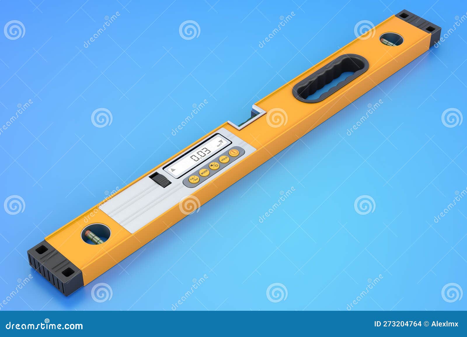 Digital Spirit Level on Blue Background, 3D Rendering Stock ...