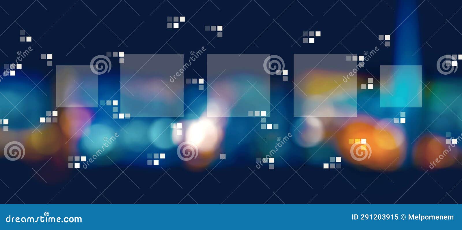 Digital Square Boxes with Blurred City at Night Stock Illustration ...