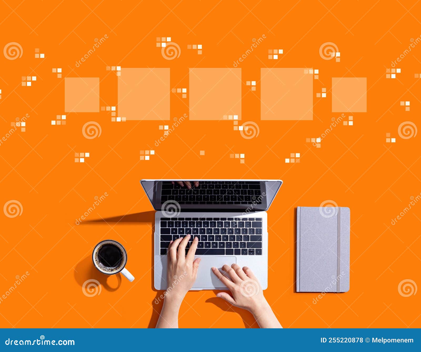 Digital Square Boxes with Person Using a Laptop Stock Photo - Image of ...