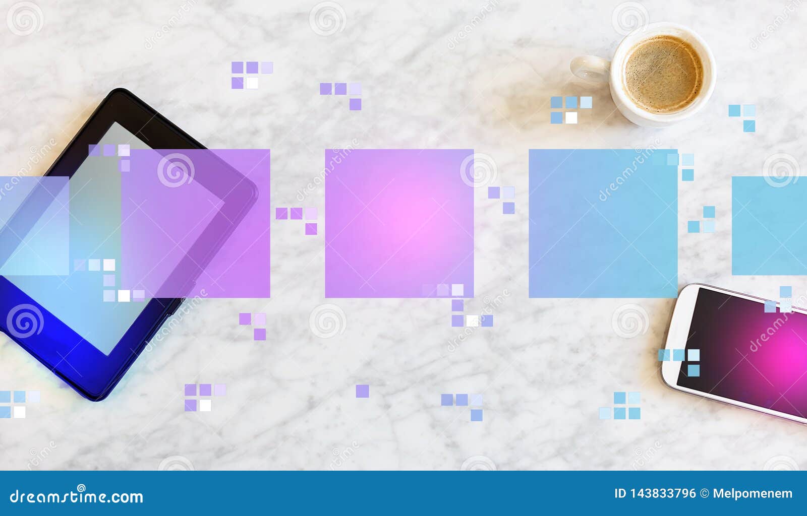 Digital Square Boxes with Tablet and Phone Stock Illustration ...