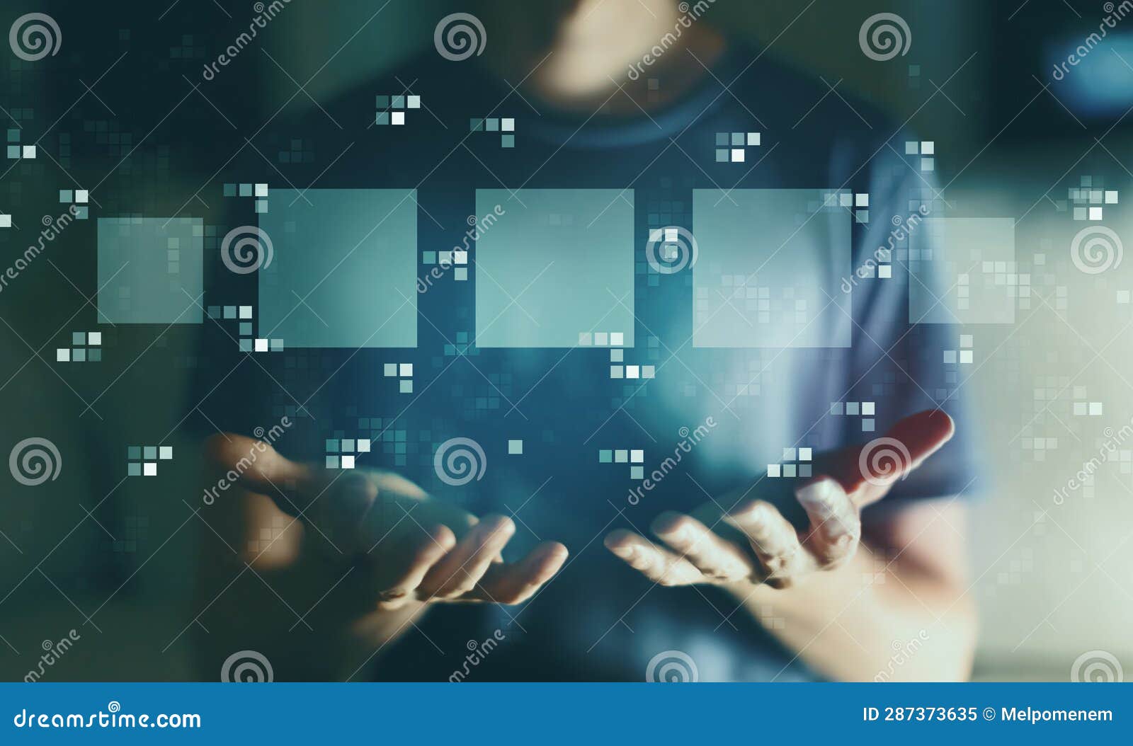 Digital Square Boxes with Young Man Stock Image - Image of business ...