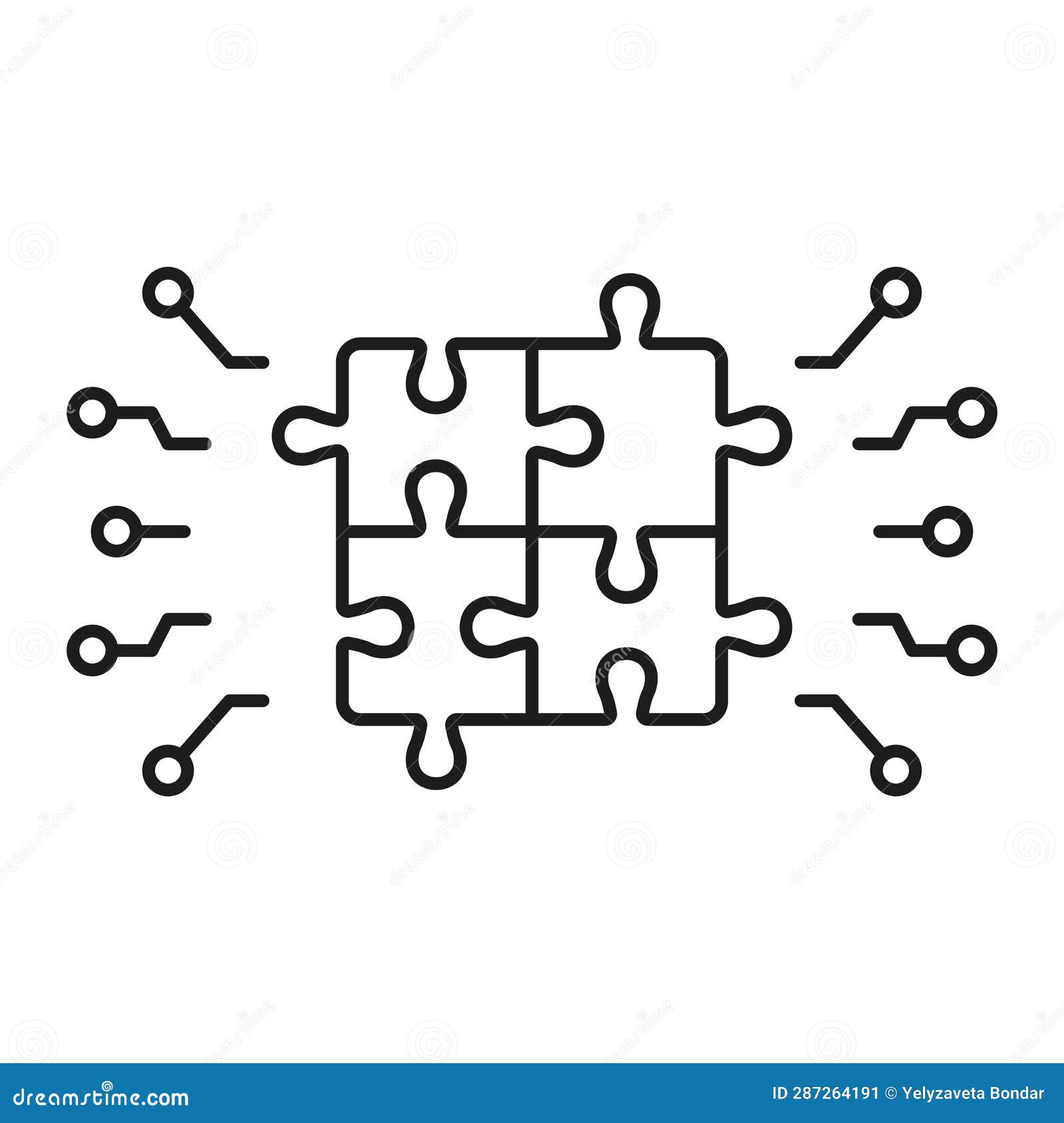 Digital Square Jigsaw Linear Pictogram. Puzzle Challenge, Teamwork ...