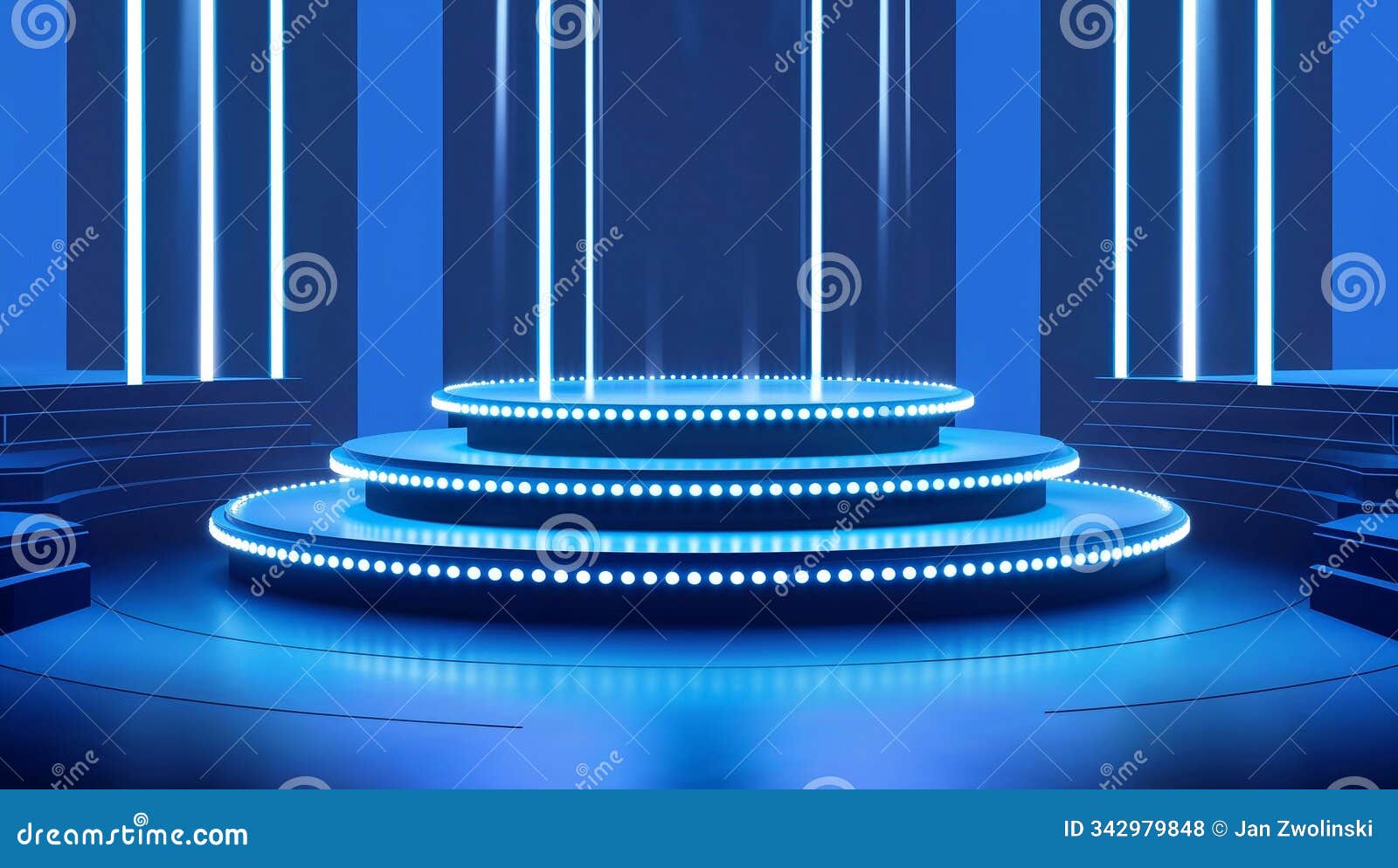 Digital Stage Design with Multi-level Platforms and LED Lights Stock ...