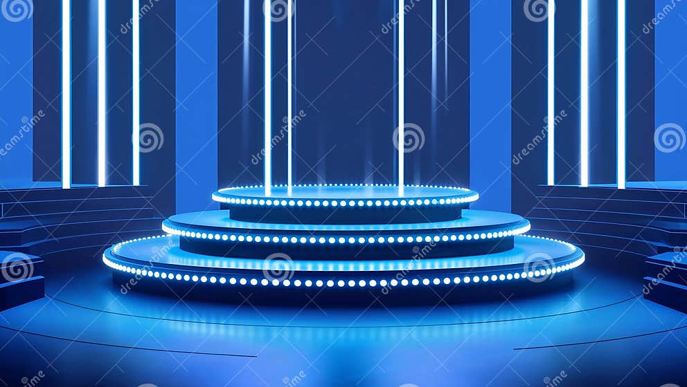 Digital Stage Design with Multi-level Platforms and LED Lights Stock ...