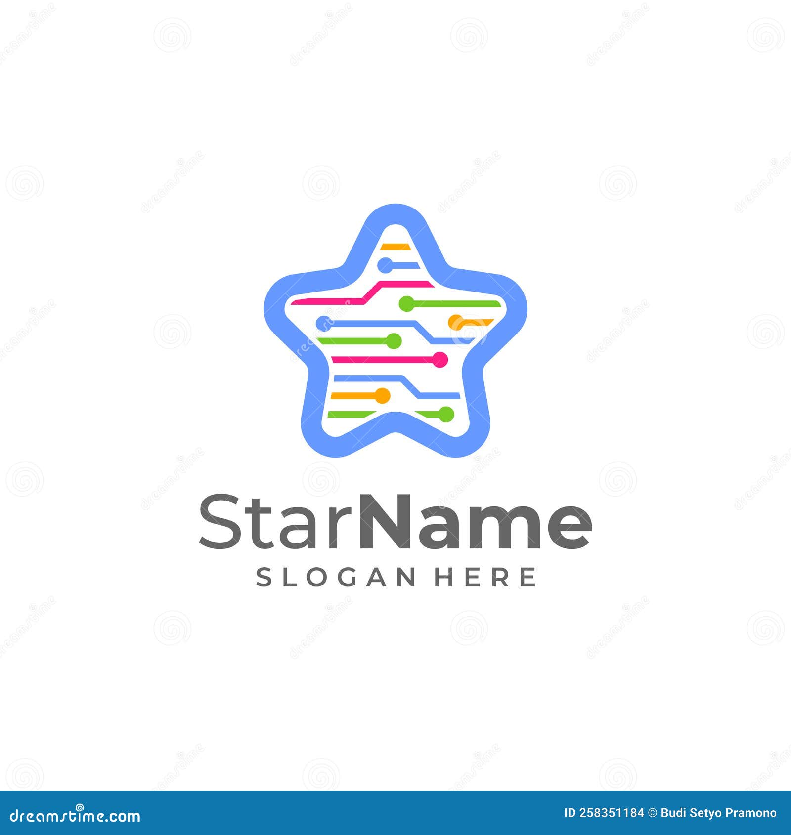 Digital Star Icon Logo Design Element. Tech Star Logo Vector Template ...