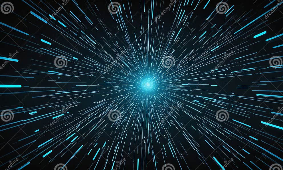 Digital Starburst Pattern with Blue and White Lines Radiating Outwards ...
