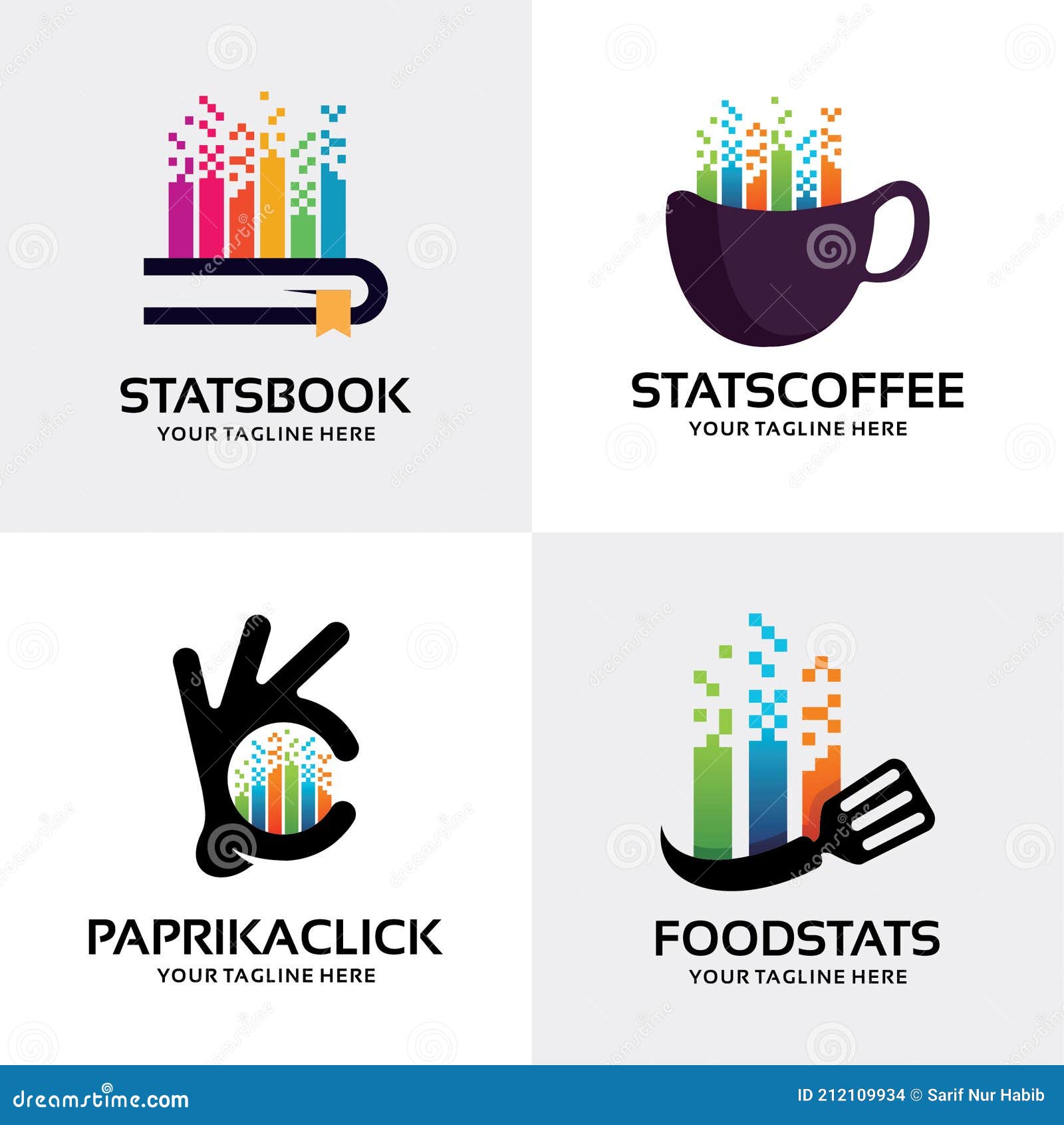 Digital Stats Logo Set Design Template Collection Stock Vector ...