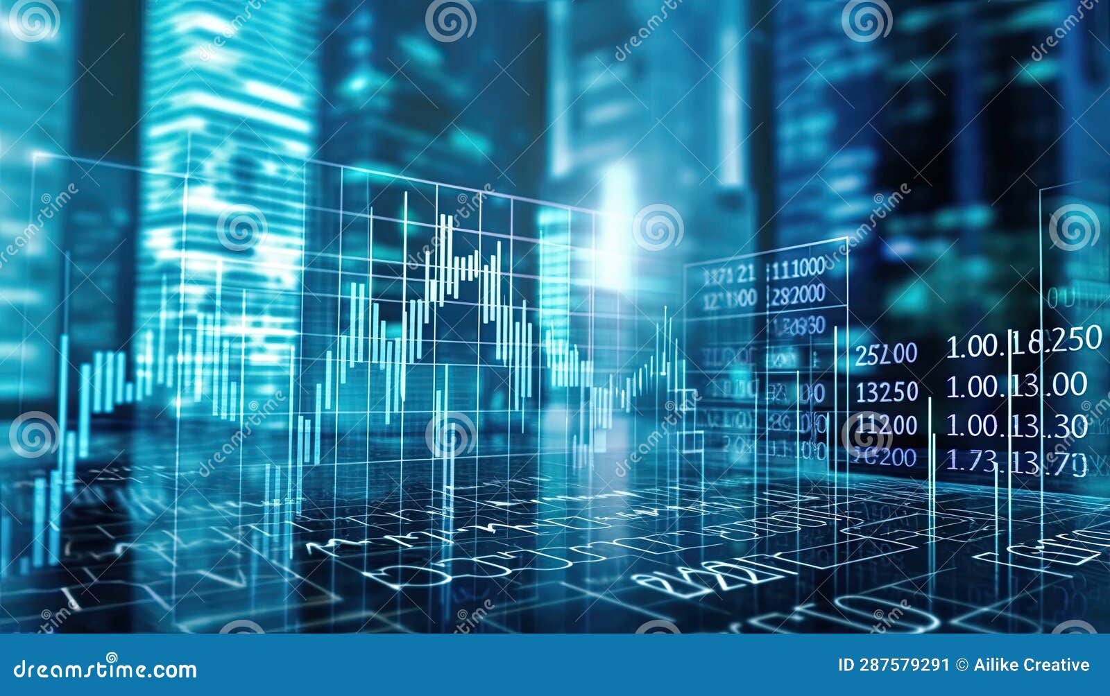 Digital Stock Market Data on Virtual Screen. 3d Rendering Double ...