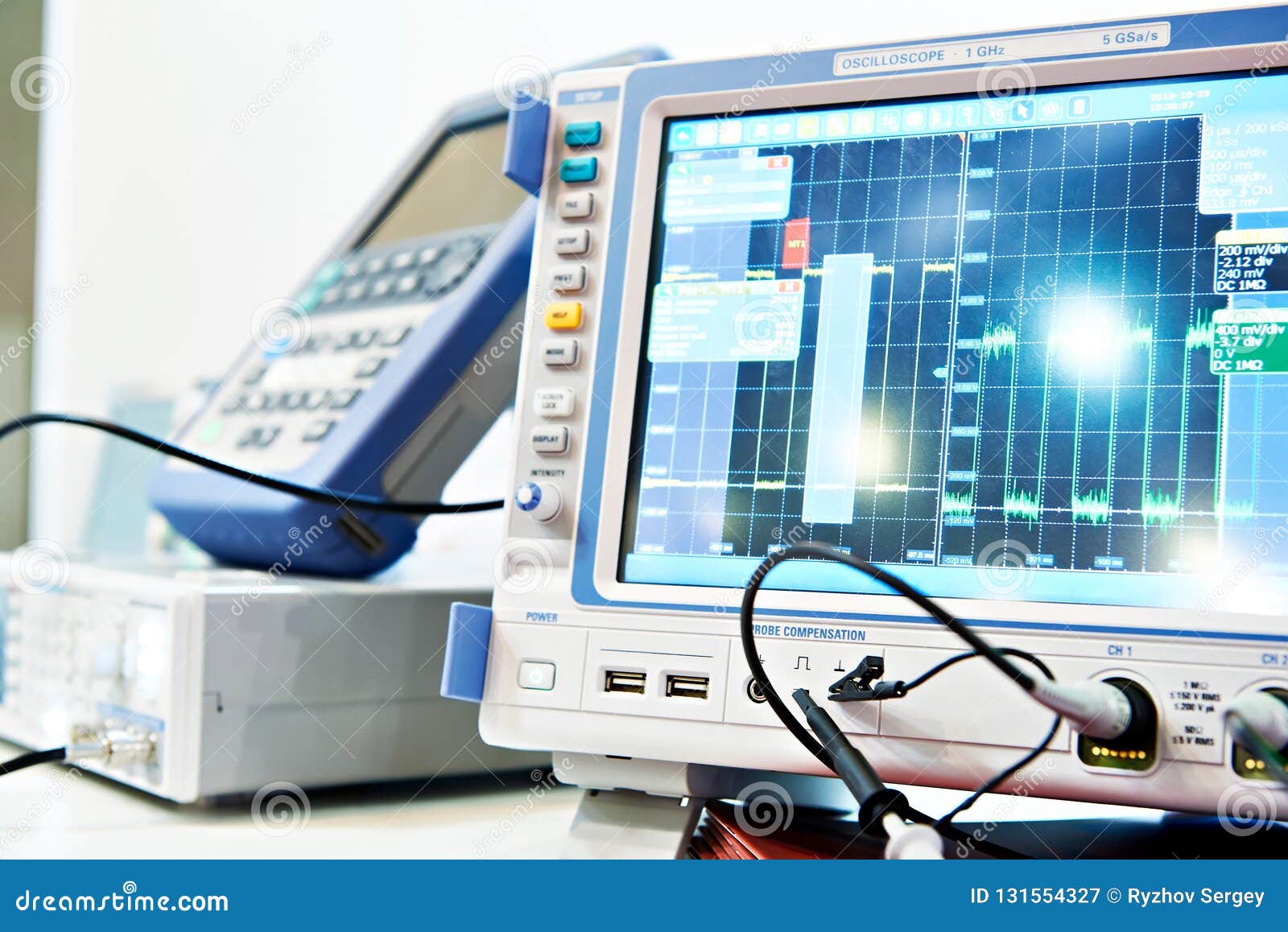 Digital Oscilloscope stock image. Image of scientific - 131554327