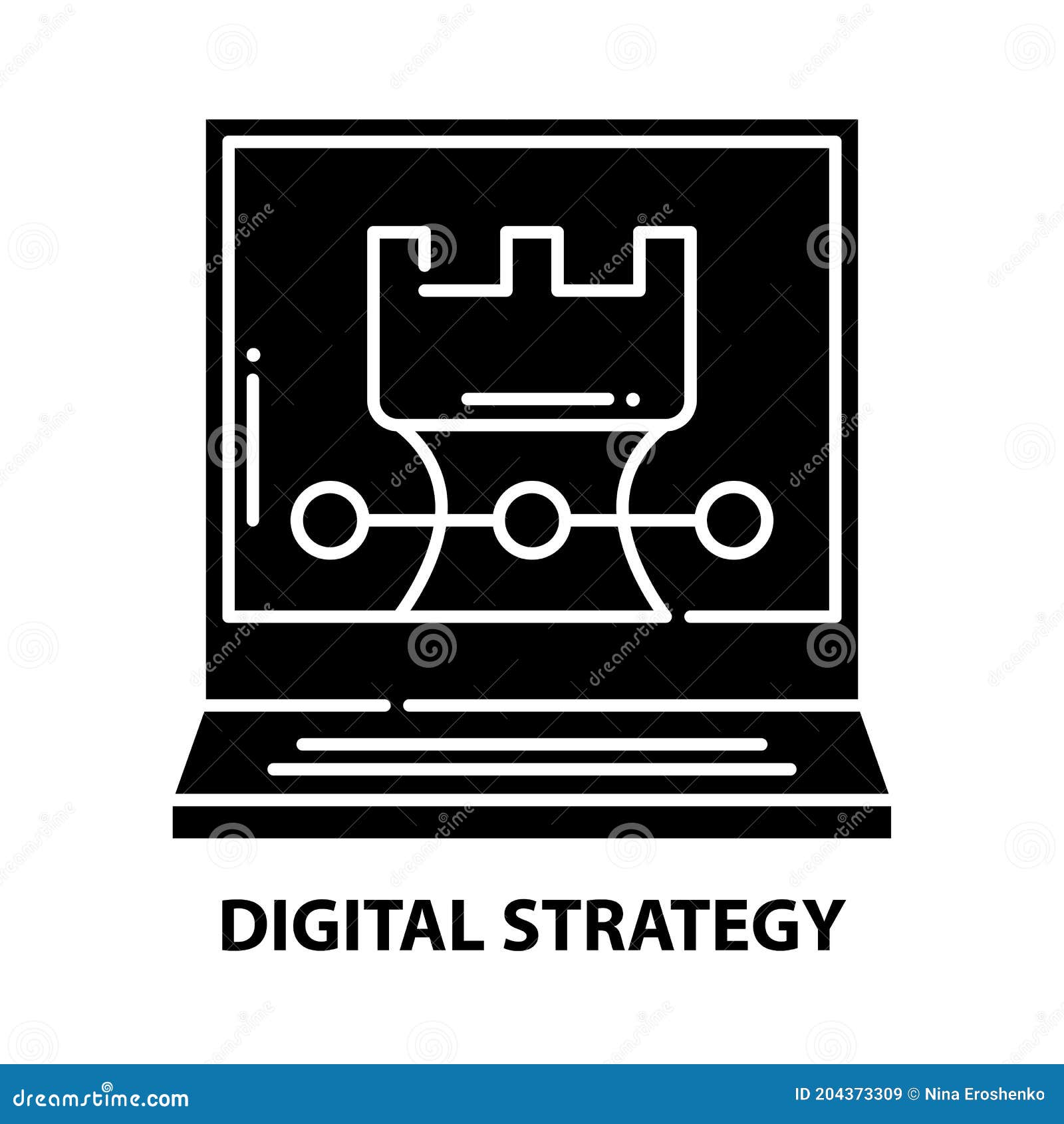 Digital Strategy Icon, Black Vector Sign with Editable Strokes, Concept ...
