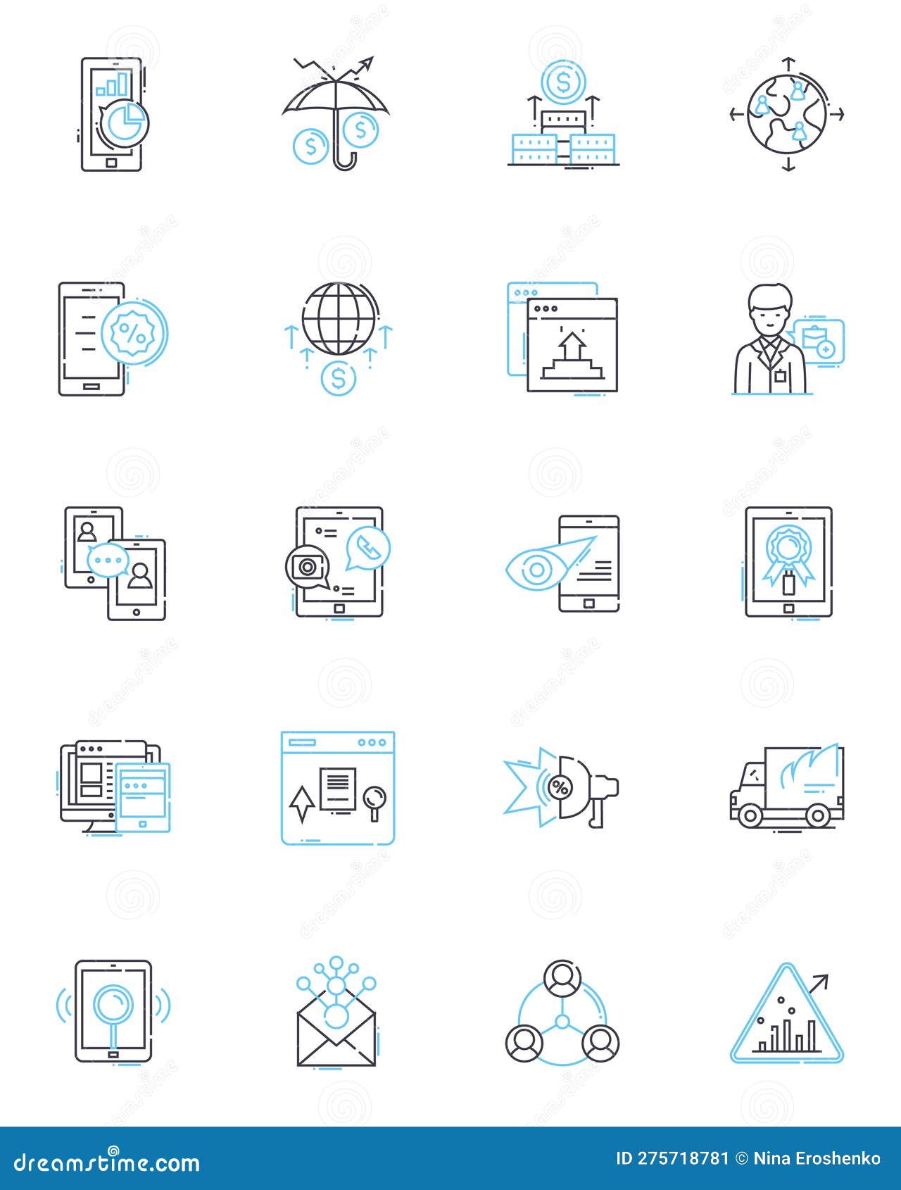 Digital Strategy Linear Icons Set. Analytics, Content, Data, Innovation ...
